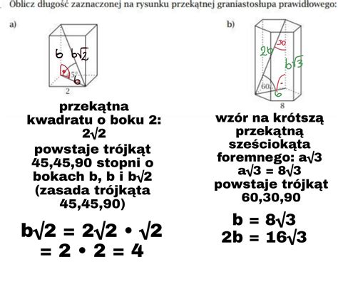 Oblicz Długość Zaznaczonej Na Rysunku Przekątnej Graniastosłupa