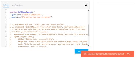 Deployment Dialogflow Fulfillment Reset Stack Overflow