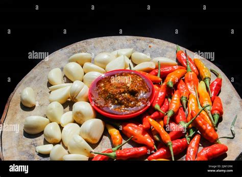 Indonesian Garlic Chilli Sambal Or Sambel Bawang With Garlic Chilli Indonesian Garlic Chilli Sambal Or Sambel Bawang With Garlic Chilli