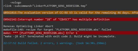 E0562142interrupt Number 28 Of Cvect Has Multiple Definition During Addition Of Rtfat