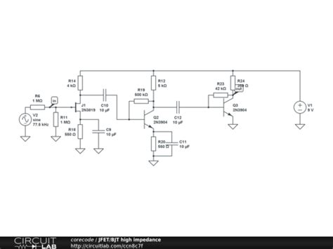 Jfet Bjt High Impedance Circuitlab