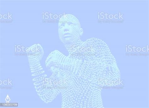 권투 선수 싸우는 남자 스포츠 기호 입자로 구성된 벡터 그림입니다 3차원 형태에 대한 스톡 벡터 아트 및 기타 이미지 3차원 형태 군사 사람들 Istock