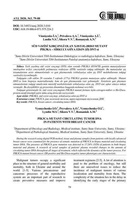 Pdf Pik3ca Mutant Circulating Tumor Dna In Patients With Breast Cancer