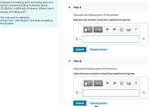 Solved Part A Calculate The Freezing Point And Boiling Point Chegg