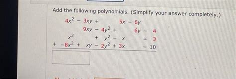 Solved Add The Following Polynomials Simplify Your Answer