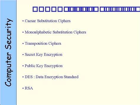 Computer Security Caesar Substitution Ciphers Monoalphabetic