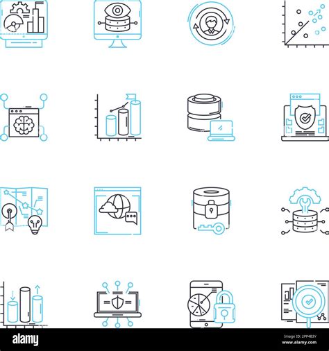 Information System Linear Icons Set Database Software Nerk Analytics Cybersecurity