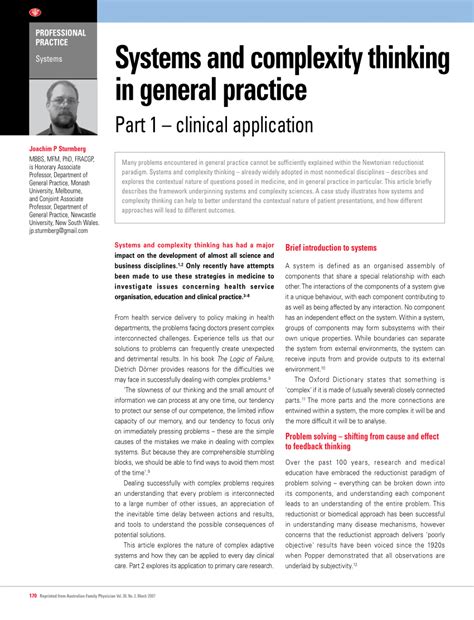 PDF Systems And Complexity Thinking In General Practice