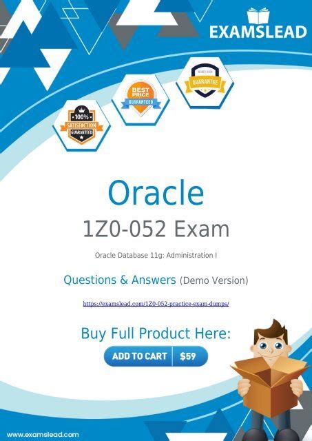 Best 1z0 052 Dumps To Pass Oracle Database 11g Administrator Certified Associate 1z0 052 Exam