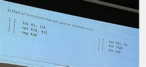 Solved 4 Mark All Instructions That Will Cause An Assembler