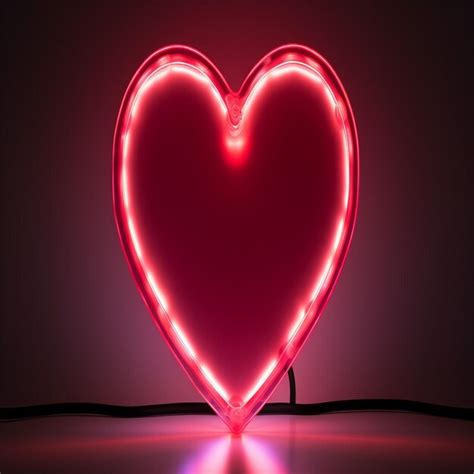 Premium Photo Heart Shape Neon Light On Dark Wall Background