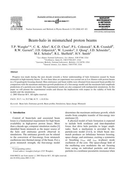 Pdf Beam Halo In Mismatched Proton Beams Dokumen Tips