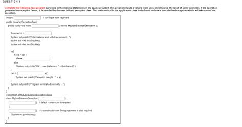solved question 4 complete the following java program by