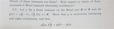 9 ﻿u ﻿let μ ﻿be A Finite Measure On The Borel Sets