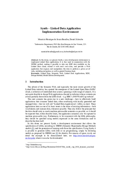 Pdf Synth Linked Data Application Implementation Environment Daniel Schwabe