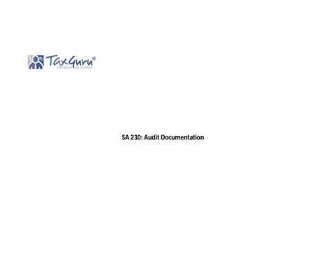 Sa 230 Audit Documentation Pdf