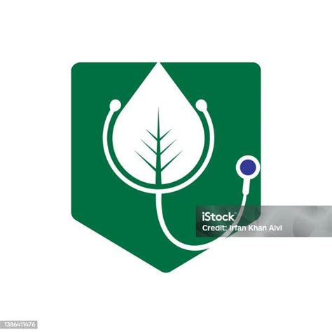 건강 청진기 벡터 로고 디자인 잎 아이콘 벡터 디자인청진 개념에 대한 스톡 벡터 아트 및 기타 이미지 개념 개념과 주제 건강관리와 의술 Istock