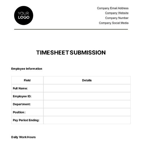 Free Monthly Timesheet Templates Editable And Printable