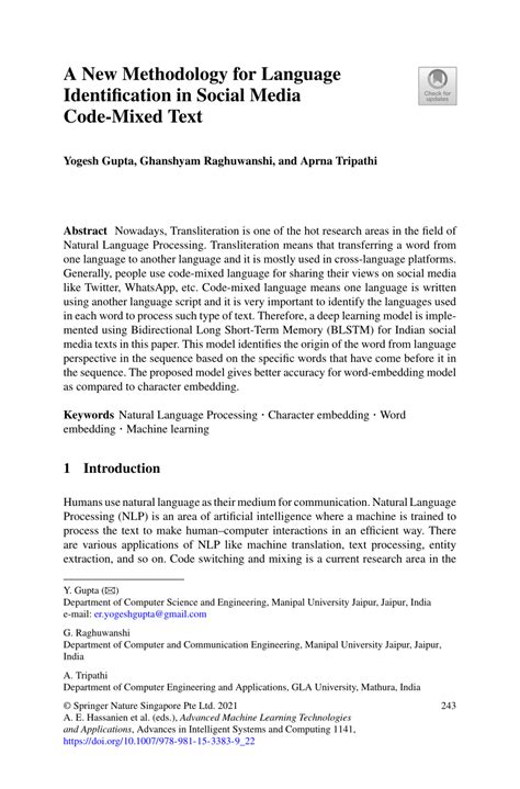 Pdf A New Methodology For Language Identification In Social Media