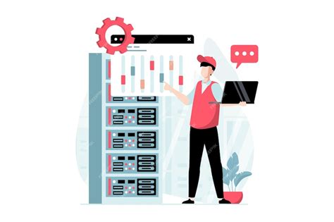 Premium Vector Server Maintenance Concept With People Scene In Flat