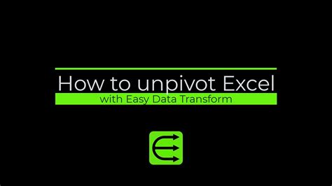 How To Unpivot Excel Youtube