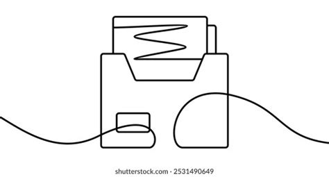 Continuous Line Drawing File Folder Symbol Stock Vector Royalty Free