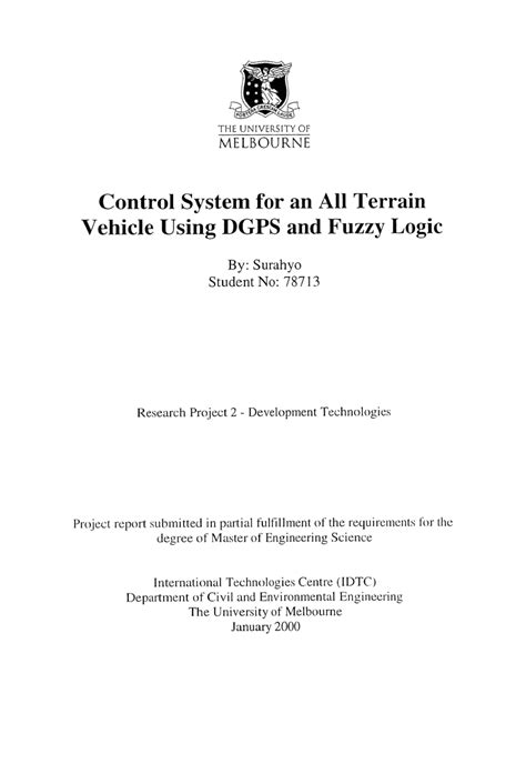 Pdf Control System For An All Terrain Vehicle Using Dgps And Fuzzy Logic