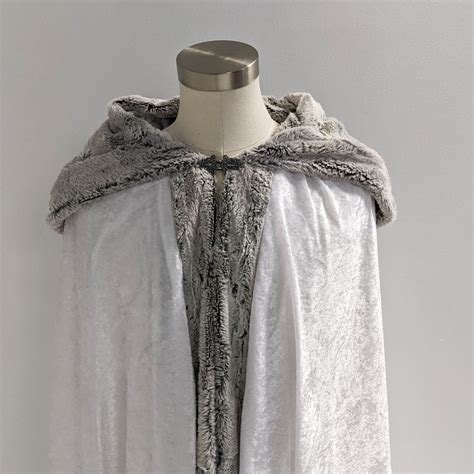 Faux Fox Fur Trimmed Hooded Cloak White Cloak With Silver Fox Fur