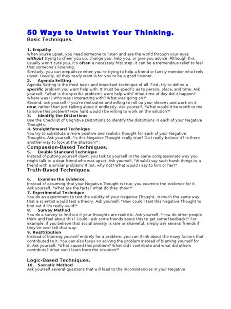 15 Common Cognitive Distortions Glass Is Empty Worksheets Library