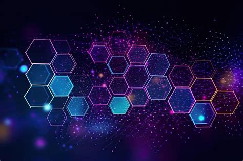 Premium Ai Image Technology Abstract Lines And Dots Connect Background With Hexagons Hexagon