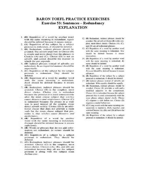 Exercise 53 Sentences Redundancy Explanation Pdf