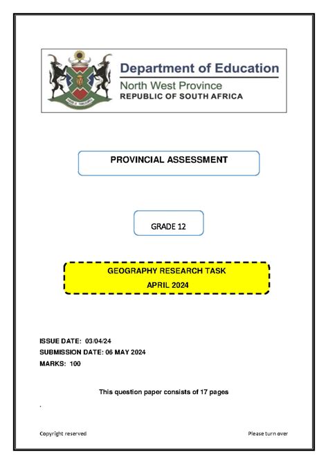 Geography Sba Voorbeelde Geografie Skoolgebaseerde Assessering Voorbeelde Kabv Graad 12