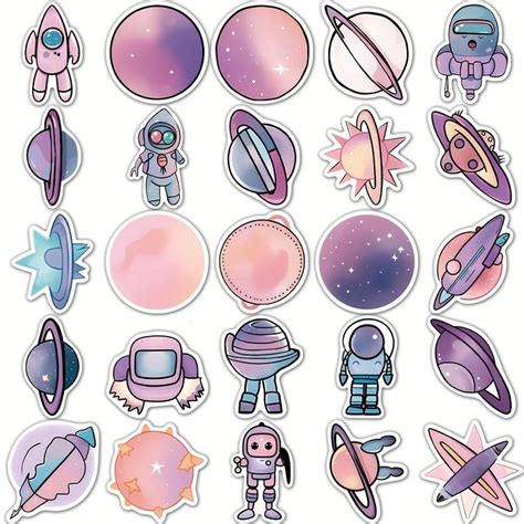 50 Sheets Planet Cartoon Phone Case Stickers Luggage Notebook Pvc Waterproof Self Adhesive