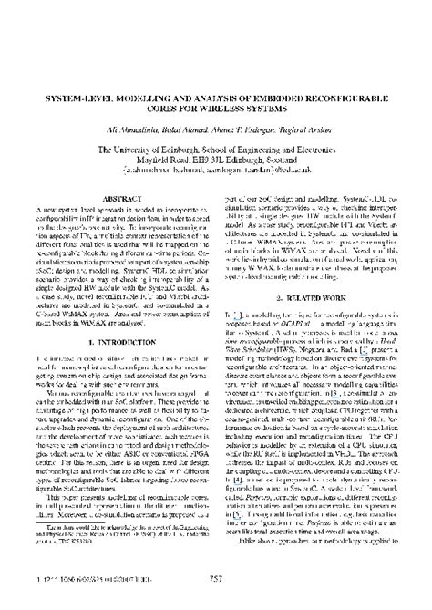 Pdf Modeling Reconfigurable Cores For Wireless Systems