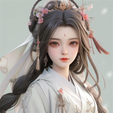 Premium Ai Image Cute Chinese Girl In Hanfu 3d Rendering Dramatic