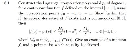 Solved 61 ﻿construct The Lagrange Interpolation Polynomial