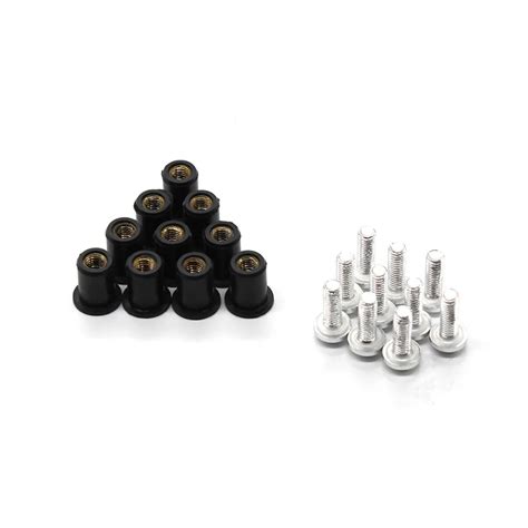 Болты для ветрового стекла мотоцикла M5 10 шт винты крепежные гайки для Honda Suzuki Yamaha