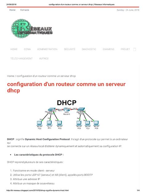 Configuration Dun Routeur Comme Un Serveur Dhcp Réseaux Informatiques Pdf