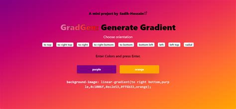 Github Sadik Hossaingradgen Gradient Generator App By Sadik Hossain