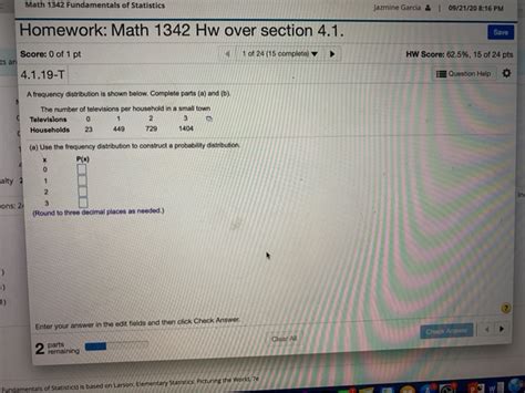 Solved Math 1342 Fundamentals Of Statistics Jazmine Garcia And