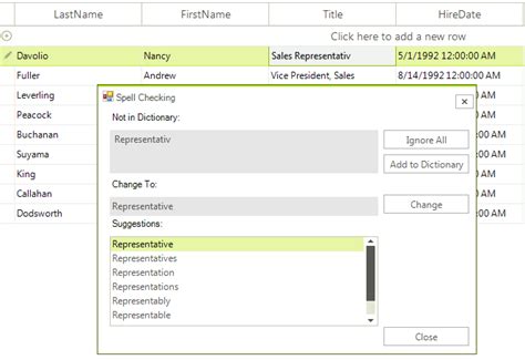 SpellChecking RadGridView WinForms SpellChecker Telerik UI For WinForms