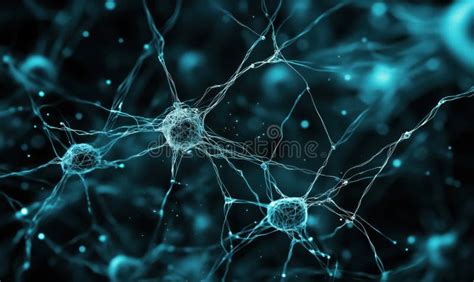 Neurons And Synapses In Blue Tones Intricate Network Of Neural