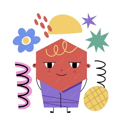 Premium Vector Abstract Geometric Character Basic Polygon Figure With Cute Faces Legs And
