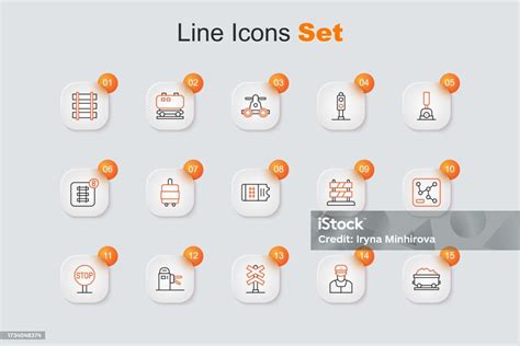 석탄 기차 마차 기차 차장 철도 건널목 개찰구 정지 표지판 철도지도 철도 트랙 끝 및 티켓 아이콘을 설정하십시오 벡터 가방에 대한 스톡 벡터 아트 및 기타 이미지 Istock