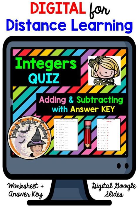 DIGITAL Adding And Subtracting Integers QUIZ With Answer KEY Adding And Subtracting Integers