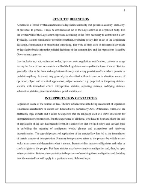 Statutory Interpretation Notes Pdf Statutory Interpretation Ambiguity