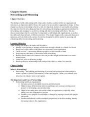 BUS 270 Modules 16 And 17 Chapter Outline Docx Chapter Sixteen Networking And Mentoring