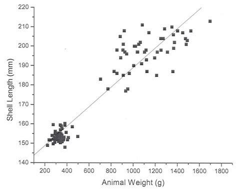 linear regression of the weight g of a red abalone without the shell