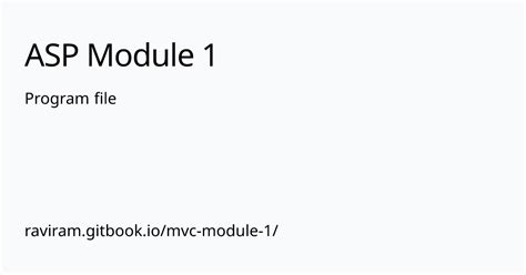 Program File ASP Module 1