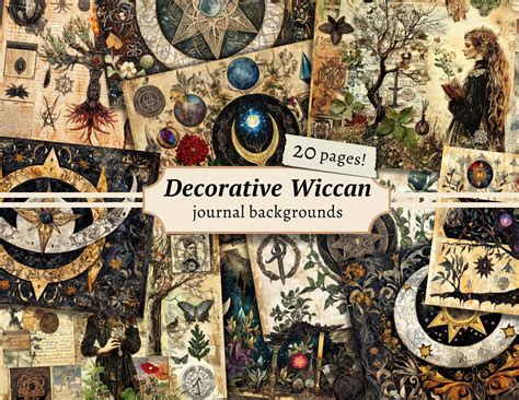 Decorative Wiccan Papers Pagan Junk Journal Page Digital Scrapbook